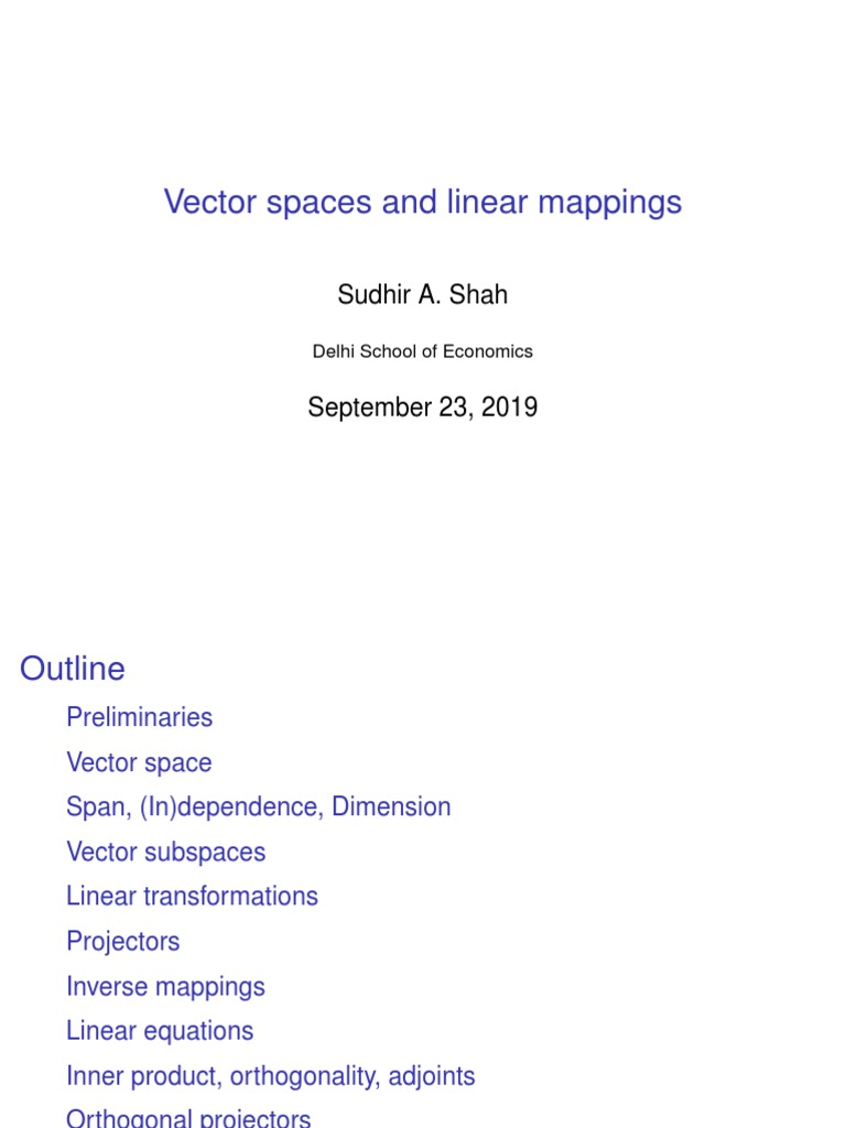 Vector Spaces and Linear Mappings | PDF | Linear Map | Vector Space