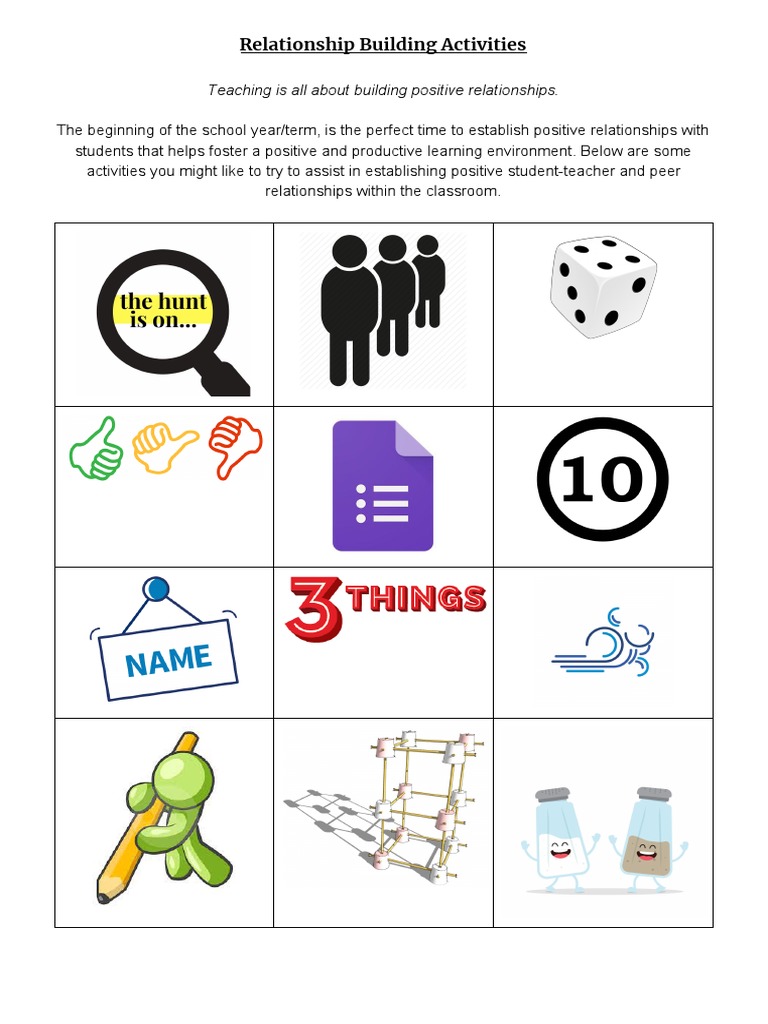 Relationship Building Activities | PDF | Classroom | Drawing