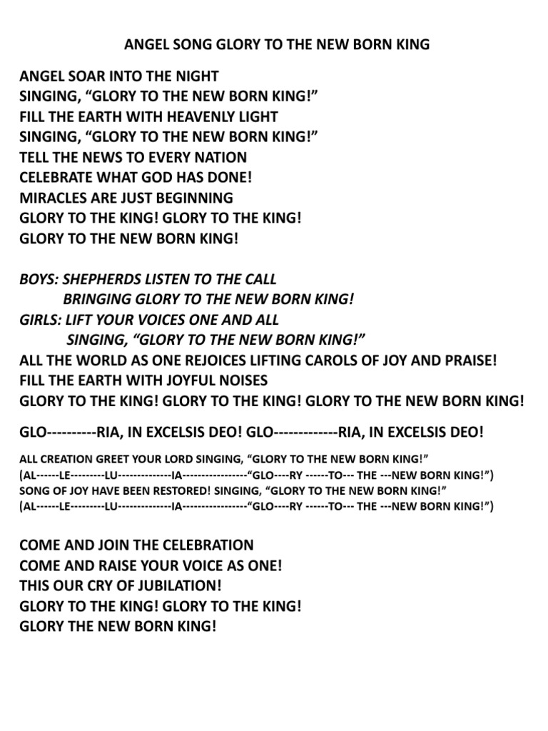 Glory To The Newborn King | PDF