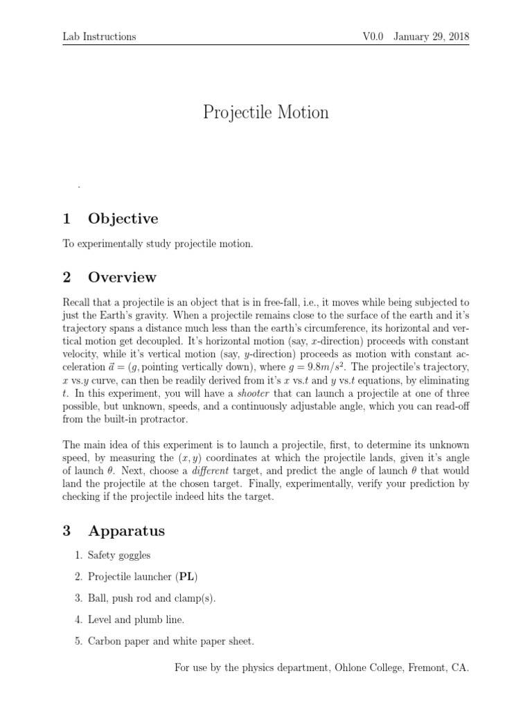 Projectile Motion | PDF | Trajectory | Projectiles