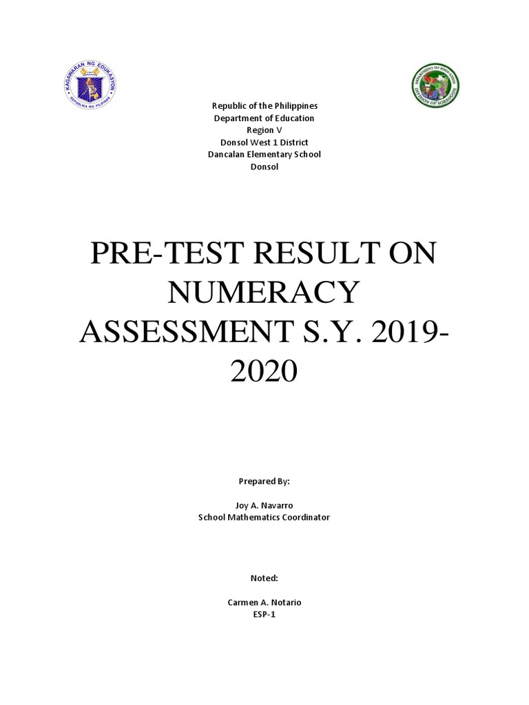 Pre-Test Results: Numeracy Assessment 2019-2020 | PDF