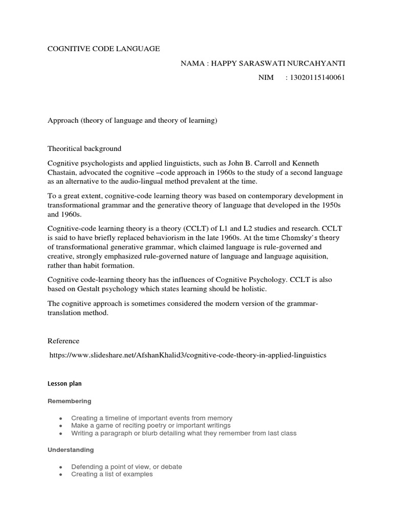 Cognitive Code Approach 2 | PDF