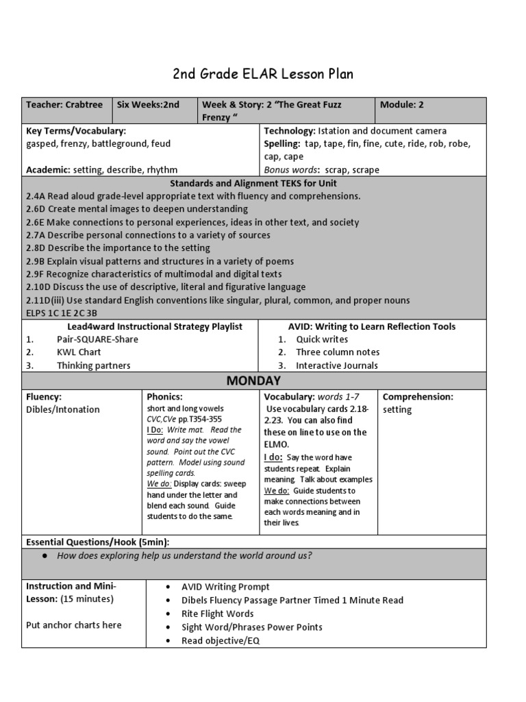 2nd Grade ELAR: The Great Fuzz Frenzy | PDF | Reading Comprehension ...