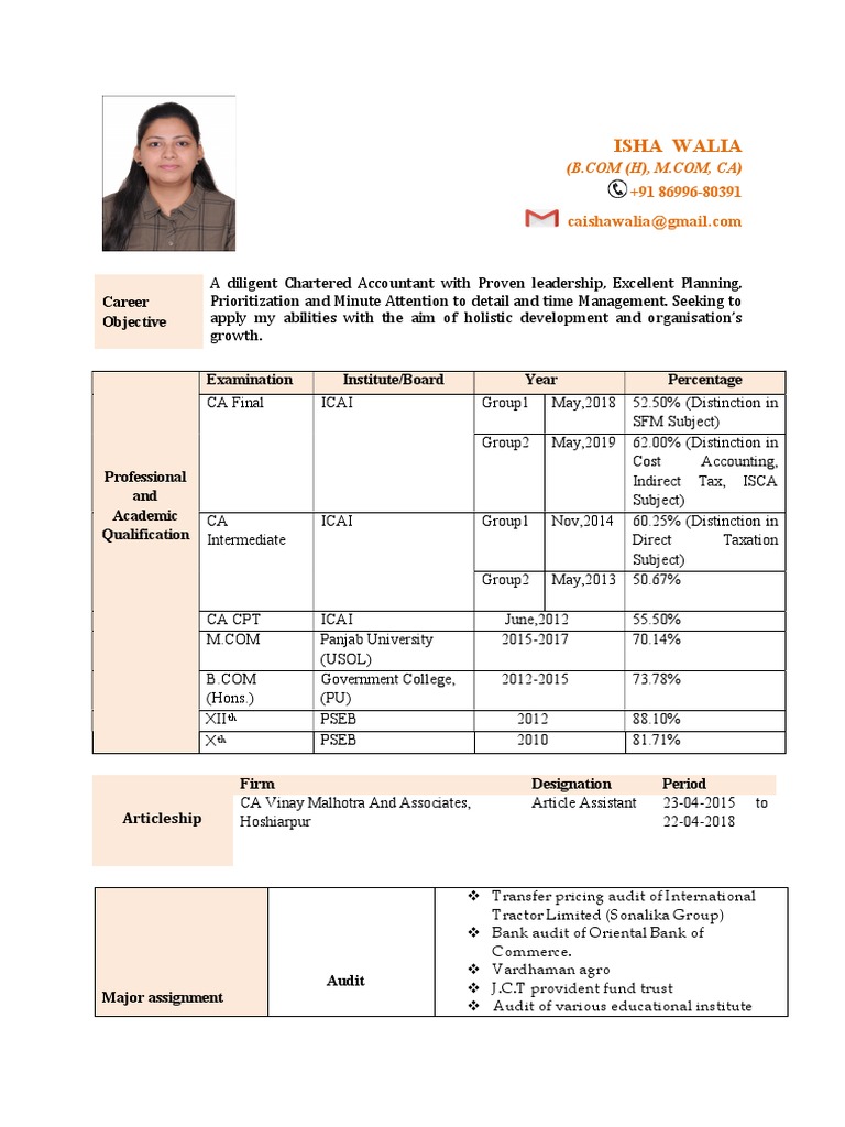 Isha Walia Resume | PDF | Value Added Tax | Government Finances