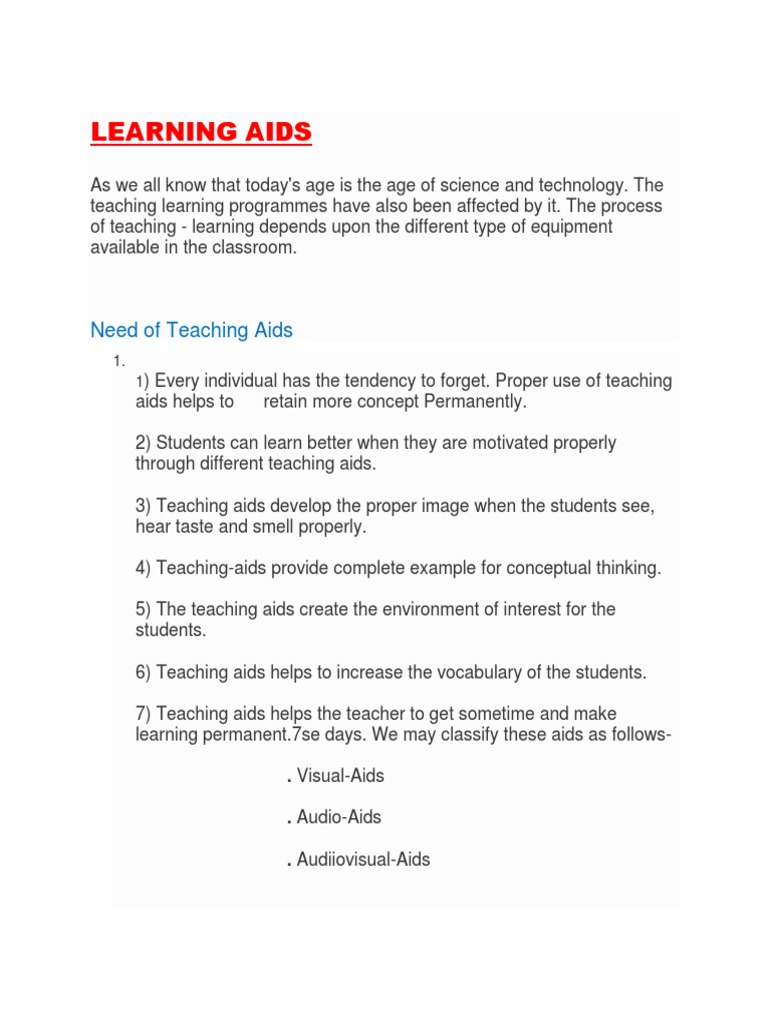 Meaning of Teaching Aids | PDF | Teachers | Science Education