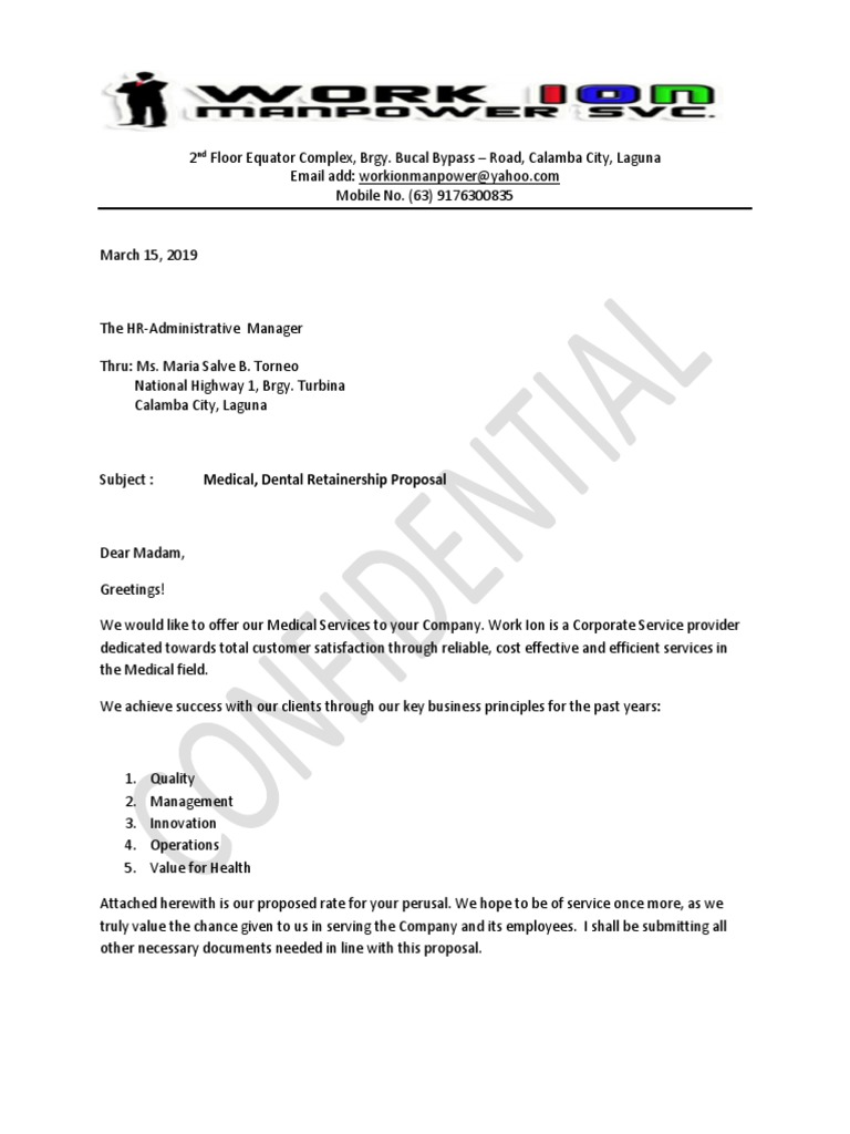 Medical, Dental Retainership Proposal | PDF | Physician | Specialty ...