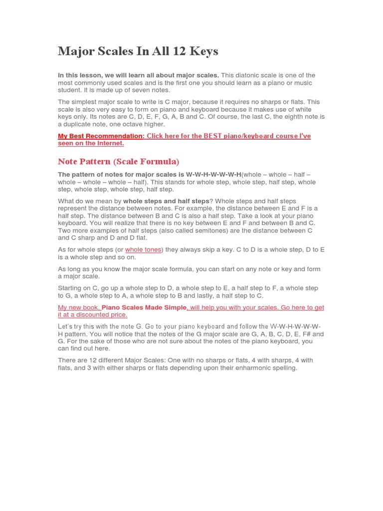 Major Scales in All 12 Keys | PDF | Scale (Music) | Musical Compositions