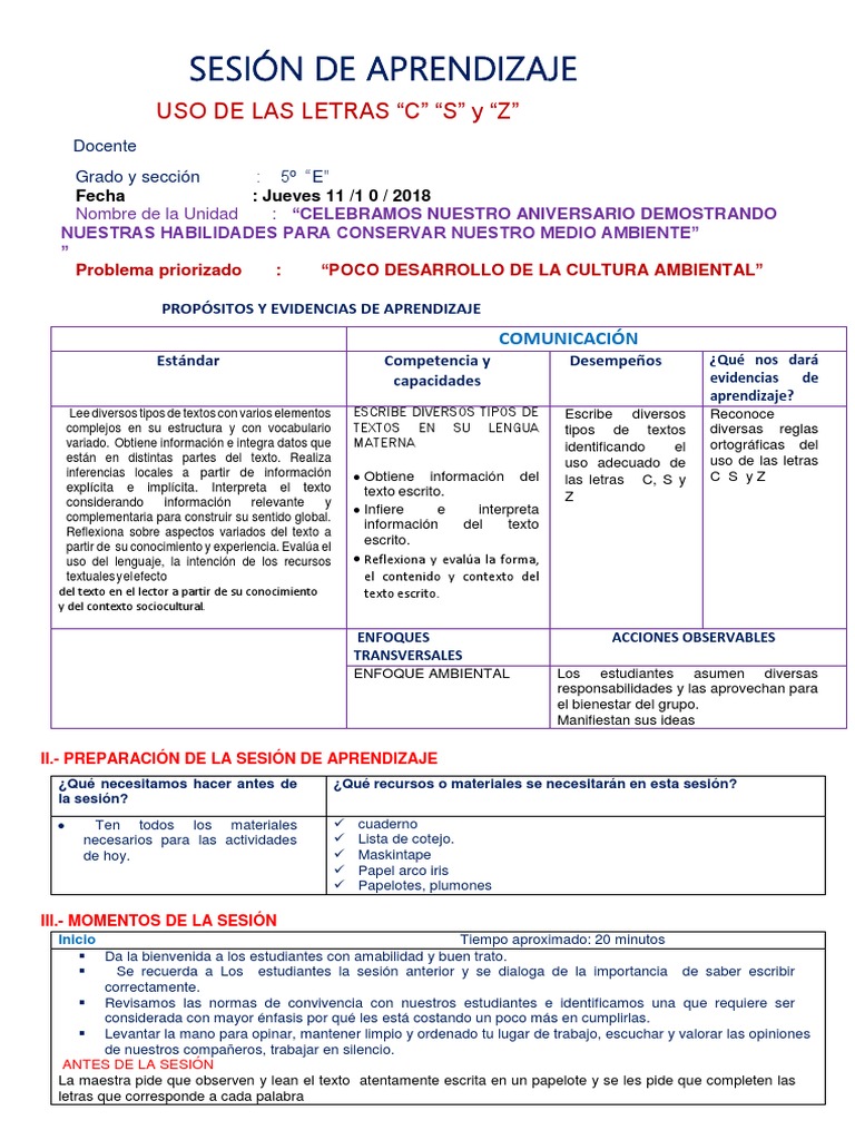 Uso de C, S y Z en Primaria | PDF | Información | Aprendizaje