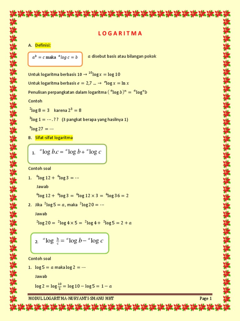 Sifat dan Contoh Logaritma | PDF