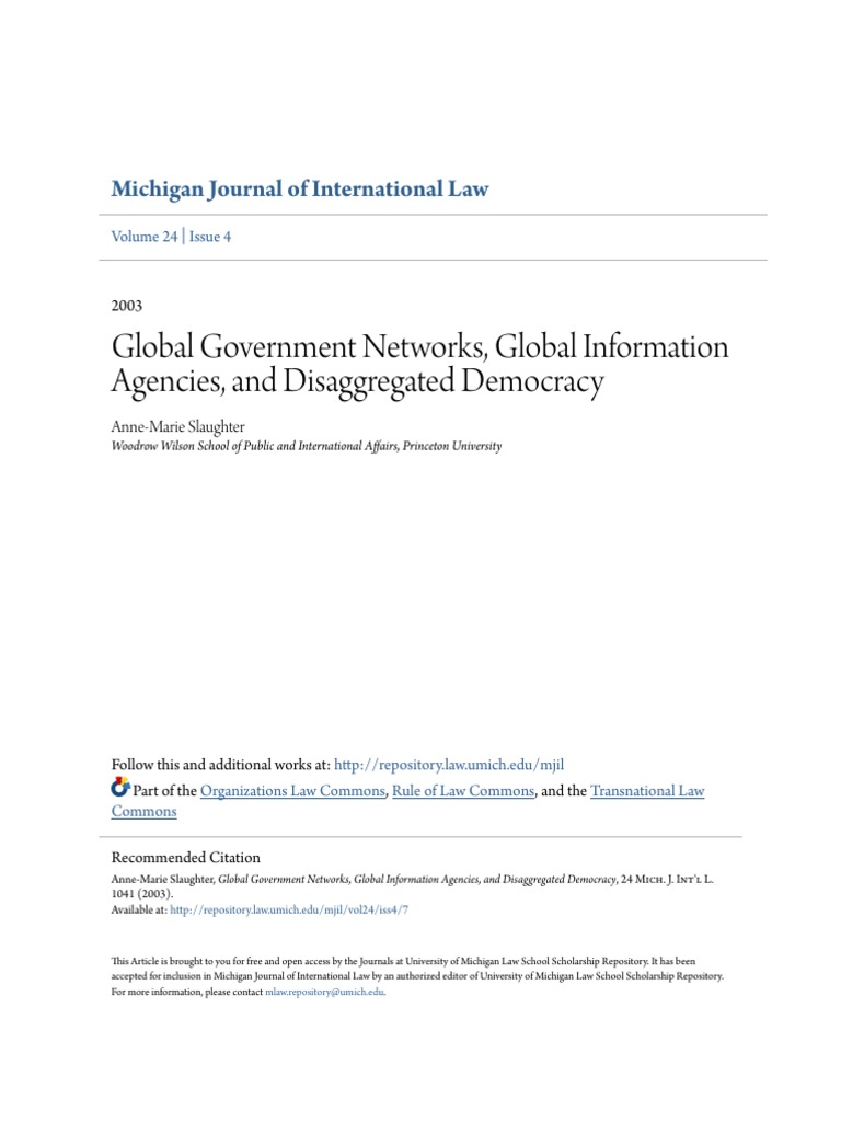 Global Government Networks, Global Information Agencies, and ...