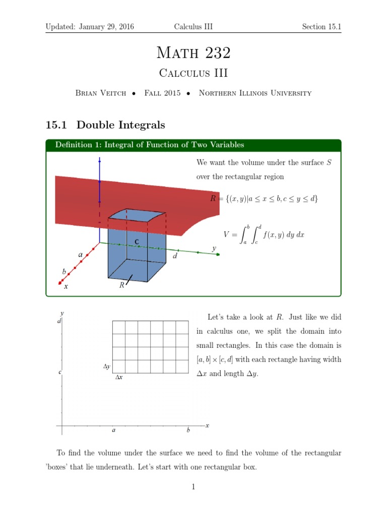 15 1 Double Integrals | Download Free PDF | Integral | Multivariable Calculus