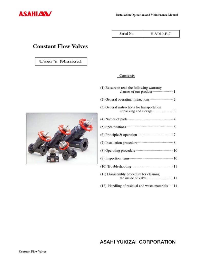 Constant Flow Valves: Installation, Operation and Maintenance Manual ...