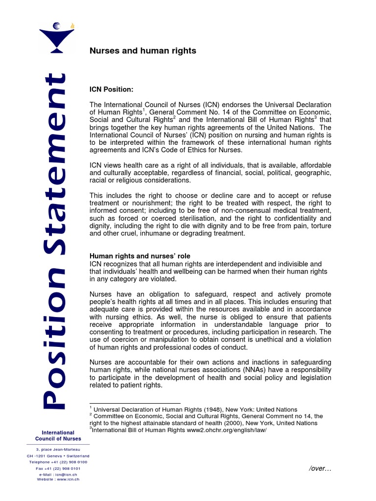 ICN Nurses Human Rights | PDF | Human Rights | Nursing