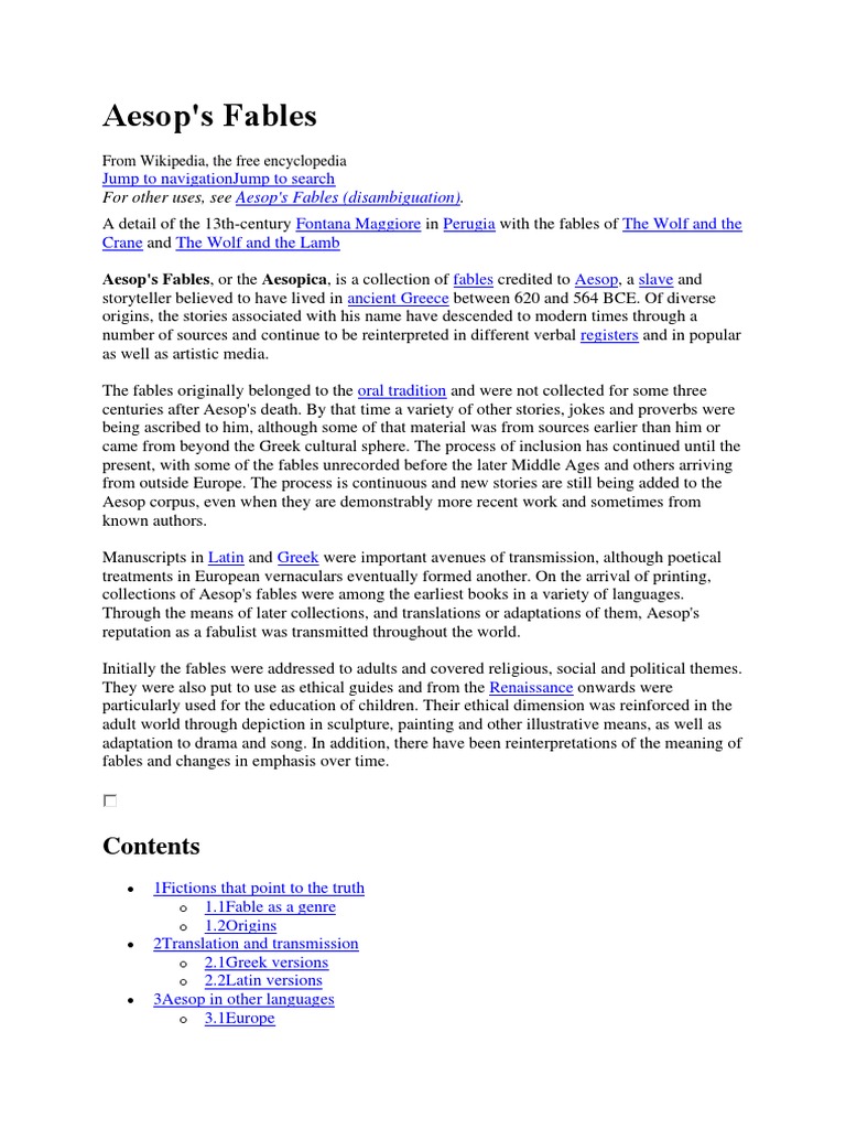 Aesops Fables | PDF | Aesop's Fables | La Fontaine's Fables