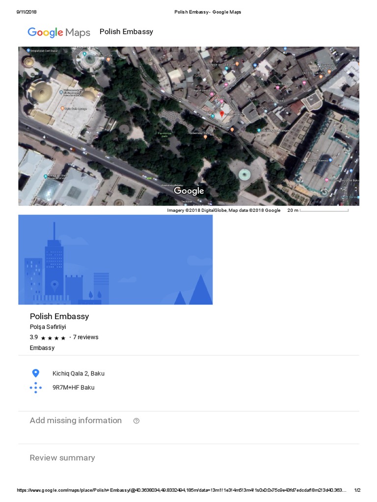 Polish Embassy Google Maps Location | PDF