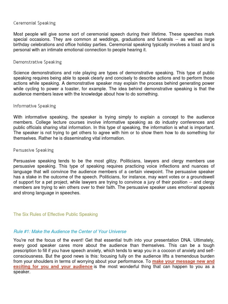 The Six Rules of Effective Public Speaking: Rule #1: Make The Audience ...