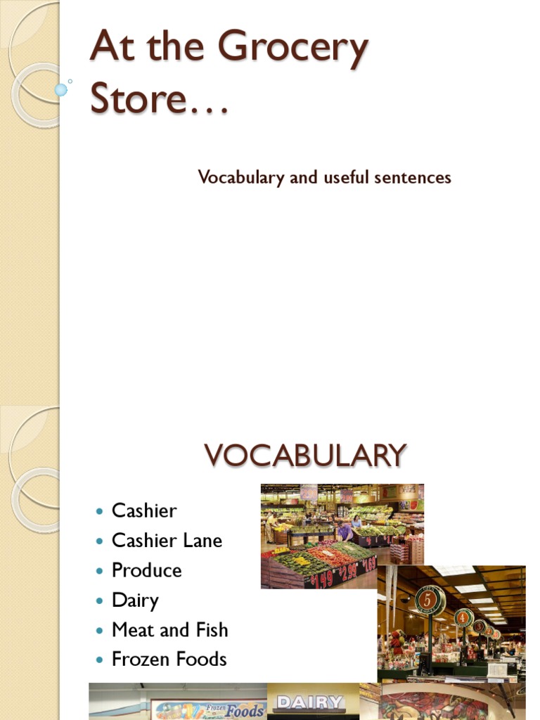 Grocery Store Vocabulary Guide | PDF | Cooking, Food & Wine