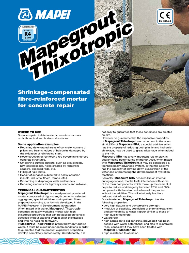Mapegrout Thixotropic 2016 | PDF | Mortar (Masonry) | Concrete