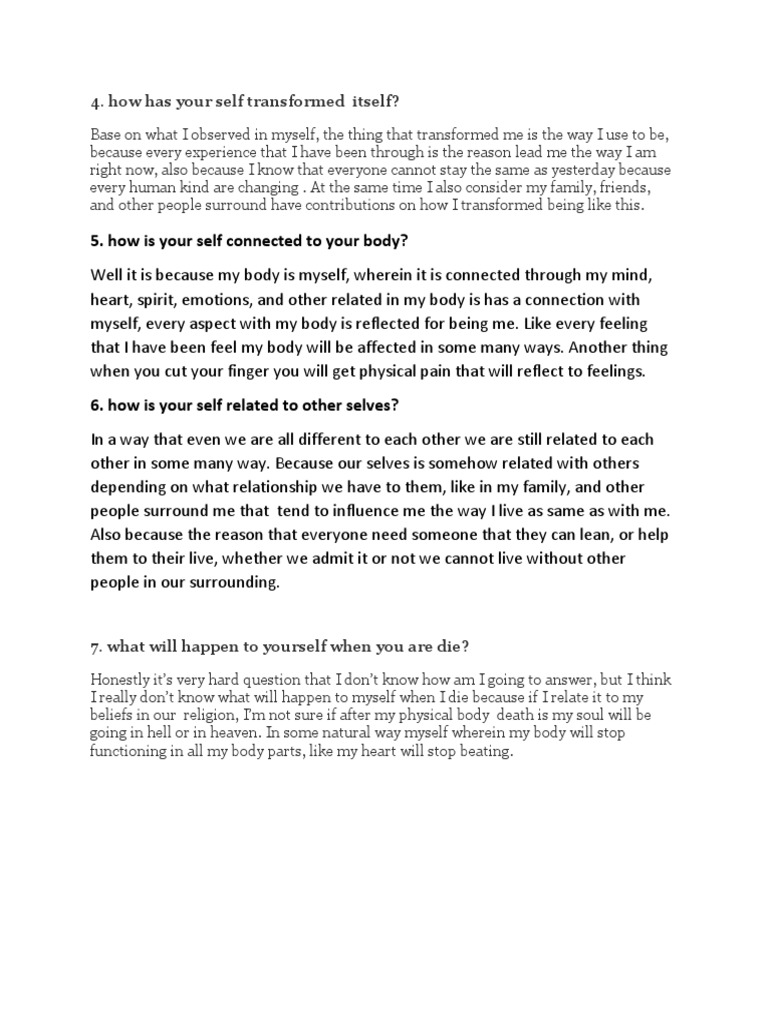 How Is Your Self Connected To Your Body? | PDF