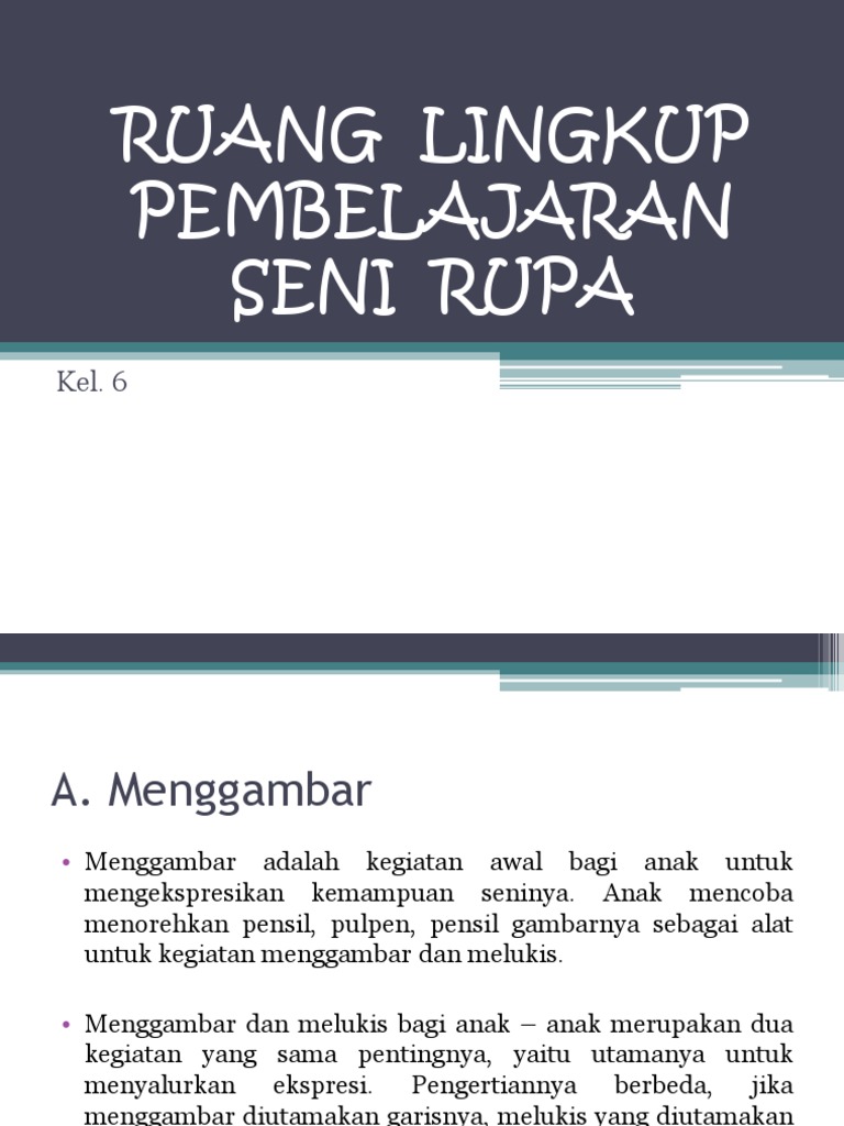Ruang Lingkup Pembelajaran Seni Rupa | PDF