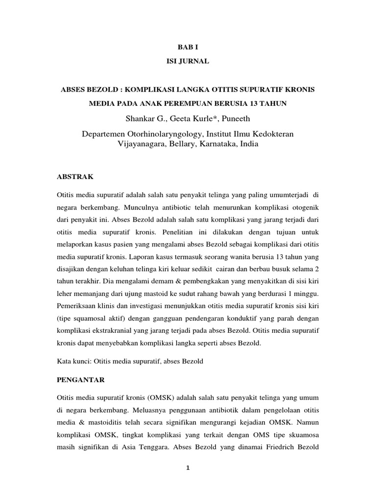 Abses Bezold: Komplikasi Otitis Media | PDF | Sains & Matematika