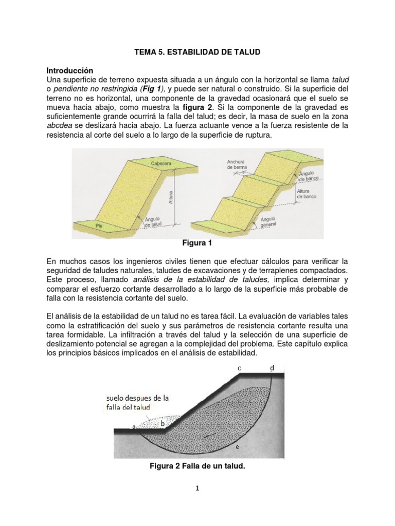 Tema 5 Ok Estabilidad de Talud SCRIB | PDF | Excavación (Arqueología ...