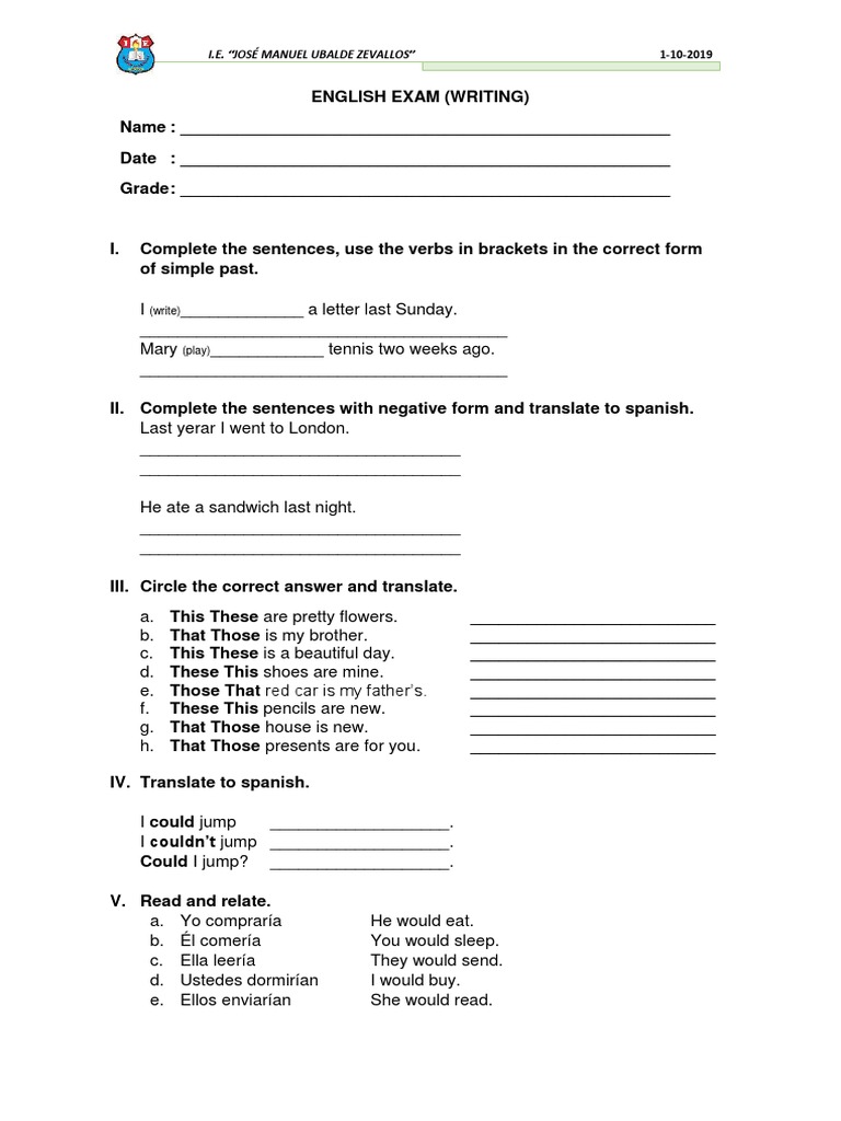 I.E. "José Manuel Ubalde Zevallos": (Write) | PDF