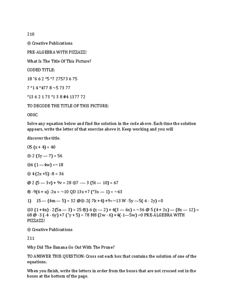 Solving Multi Step Equations Pizzazz Worksheet | Download Free PDF ...