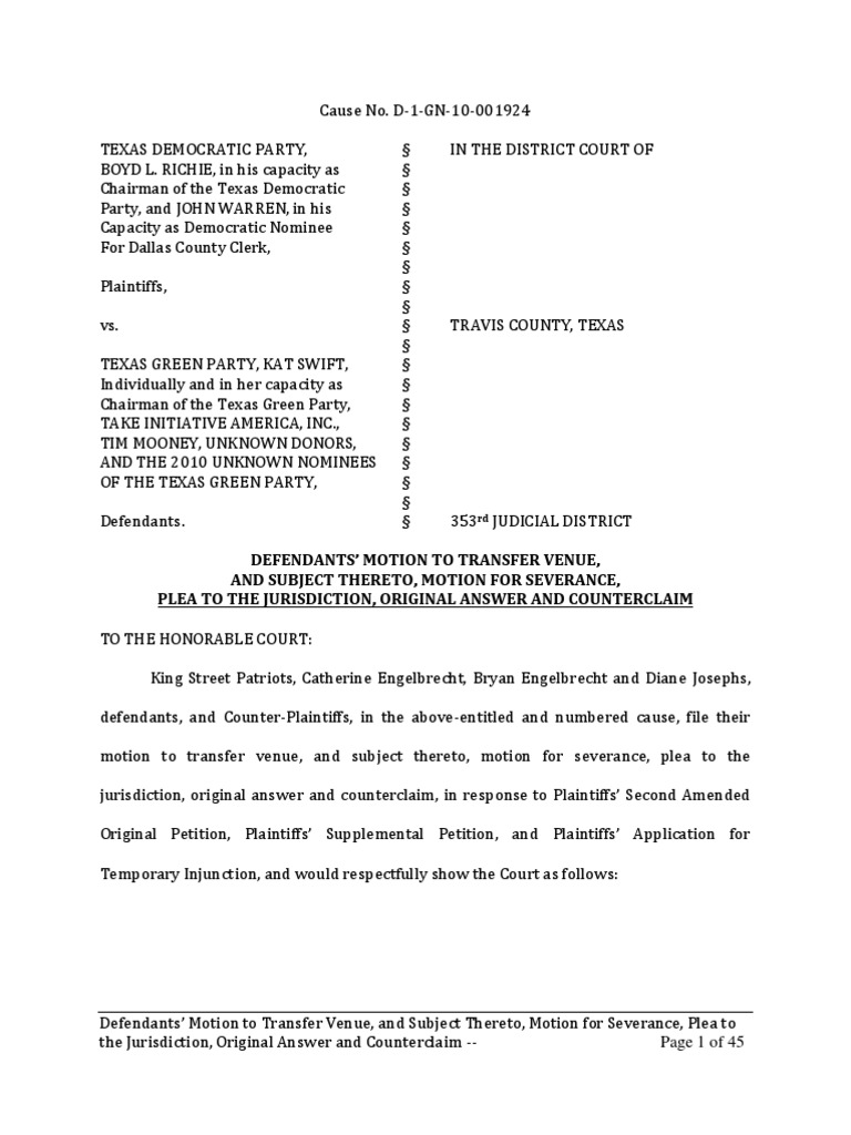 Defendant KSP's Answer and Counterclaim | PDF | Search And Seizure ...