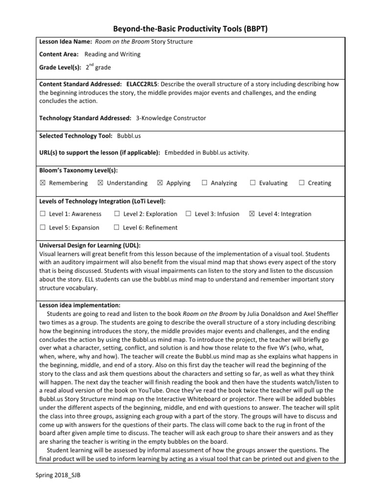 BBPT Lesson Idea Template | PDF | Books | Reading Comprehension