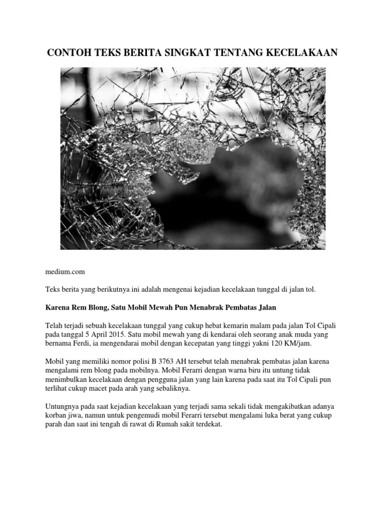Contoh Teks Berita Singkat Tentang Kecelakaan | PDF