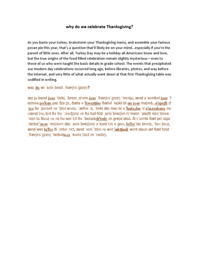 Why Do We Celebrate Thanksgiving | PDF