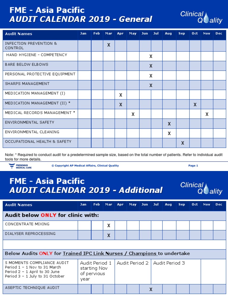 Audit Calendar | PDF | Medical Specialties | Medicine