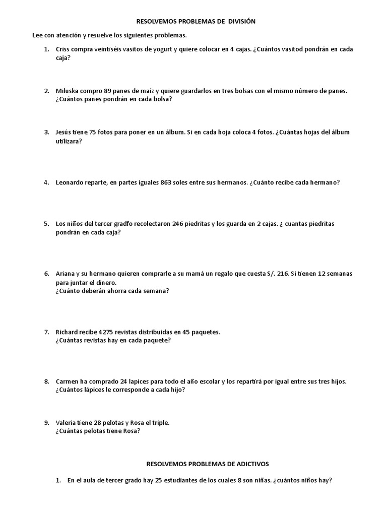 Resolvemos Problemas de División | PDF | Deportes | Ocio