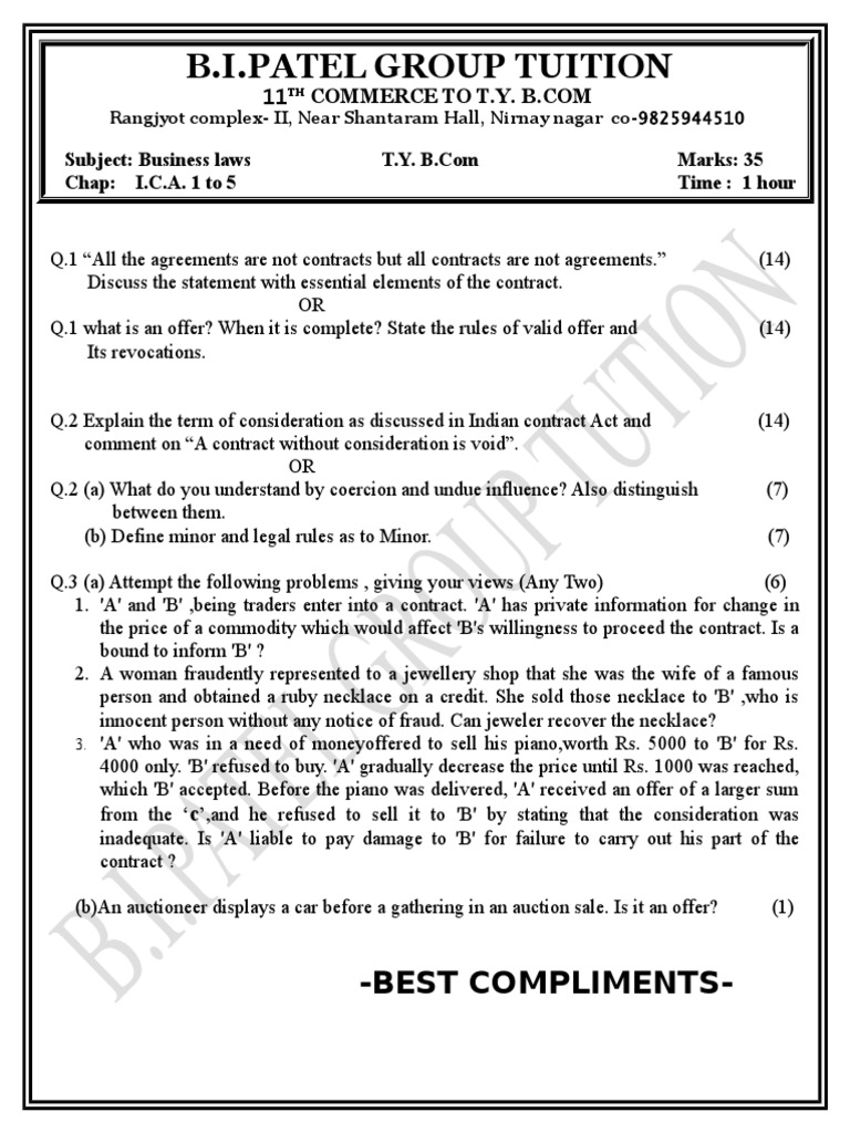 Law Test Paper | PDF