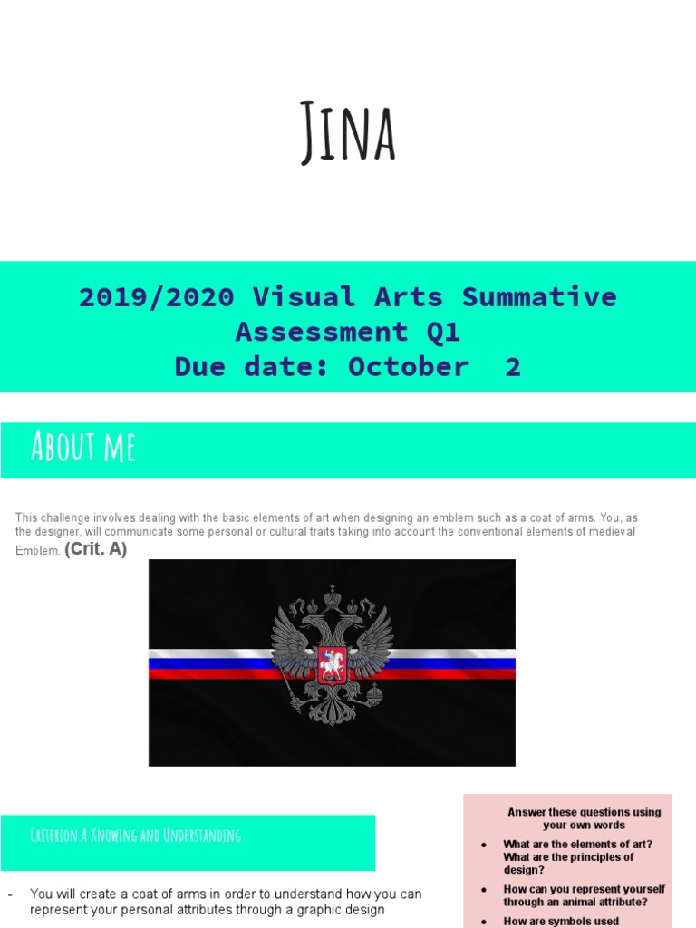 2019/2020 Visual Arts Summative Assessment Q1 Due Date: October 2 | PDF ...
