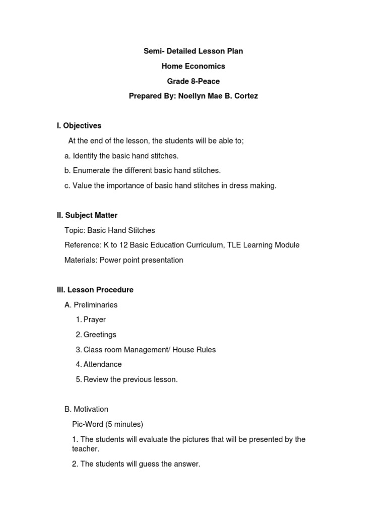 Basic Hand Stitches Semi-Detailed LP | PDF | Needlework | Textile Arts