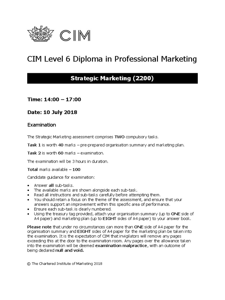 Sample CIM PAPER | Download Free PDF | Marketing Strategy | Marketing