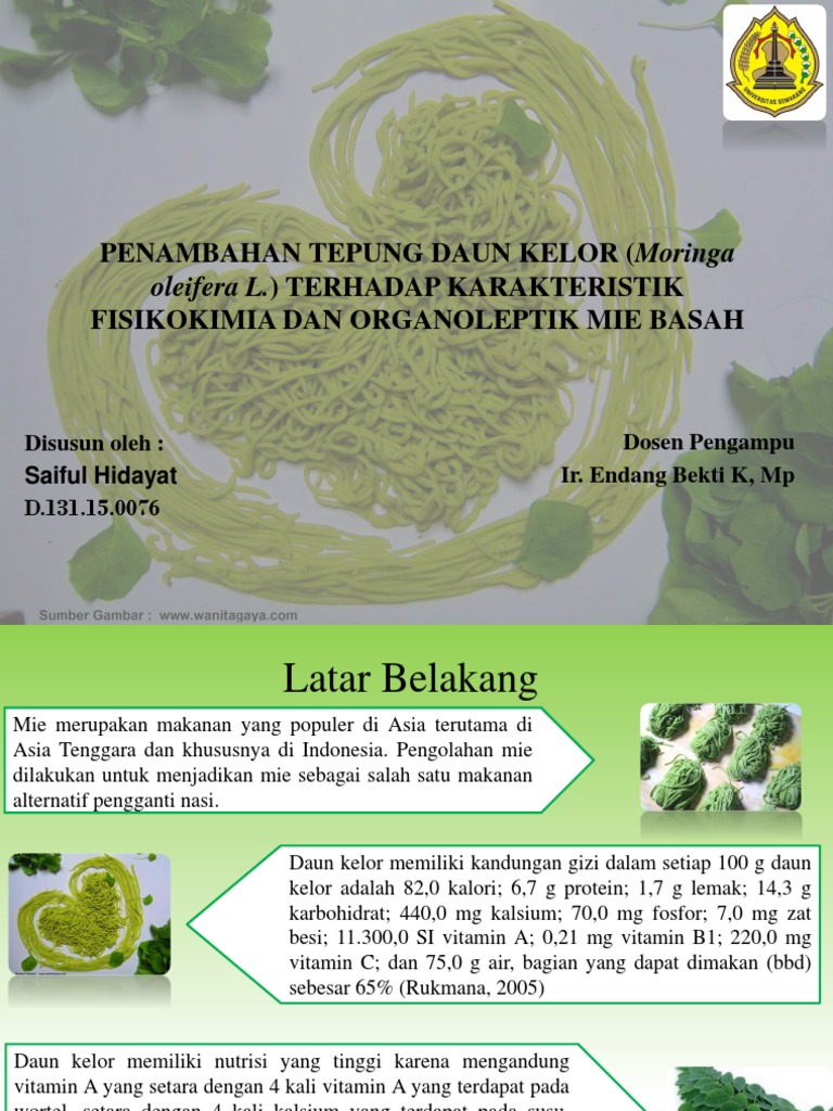 Proposal Pembuatan Mie Basah Dengan Penambahan Tepung Daun Kelor | PDF