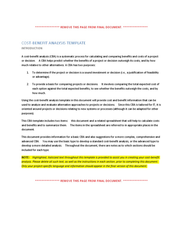 Business Case Cost Benefit Analysis Template Pdf Pdf Cost Benefit