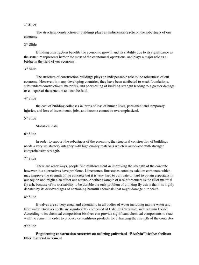 Engineering Construction Concretes On Utilizing Pulverized "Bivalvia ...