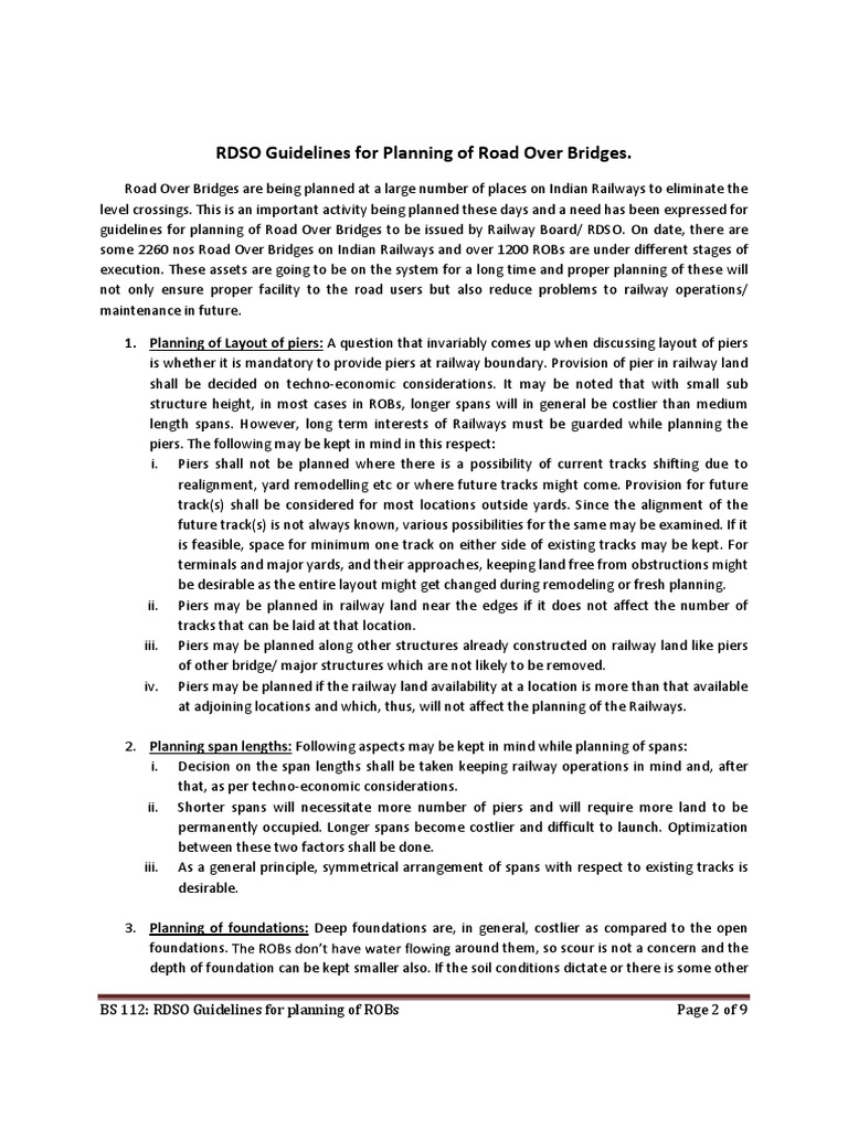 Planning for Success: RDSO Guidelines on the Effective Design and ...