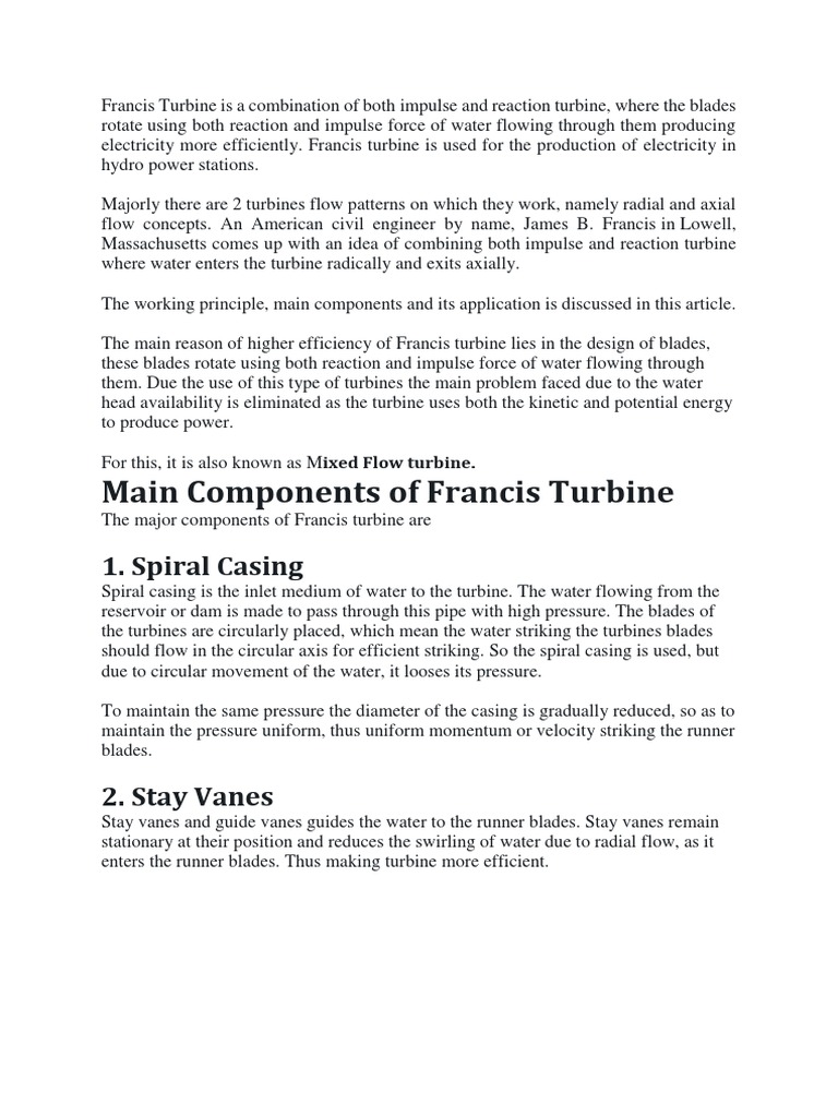 Main Components of Francis Turbine: 1. Spiral Casing | Download Free ...