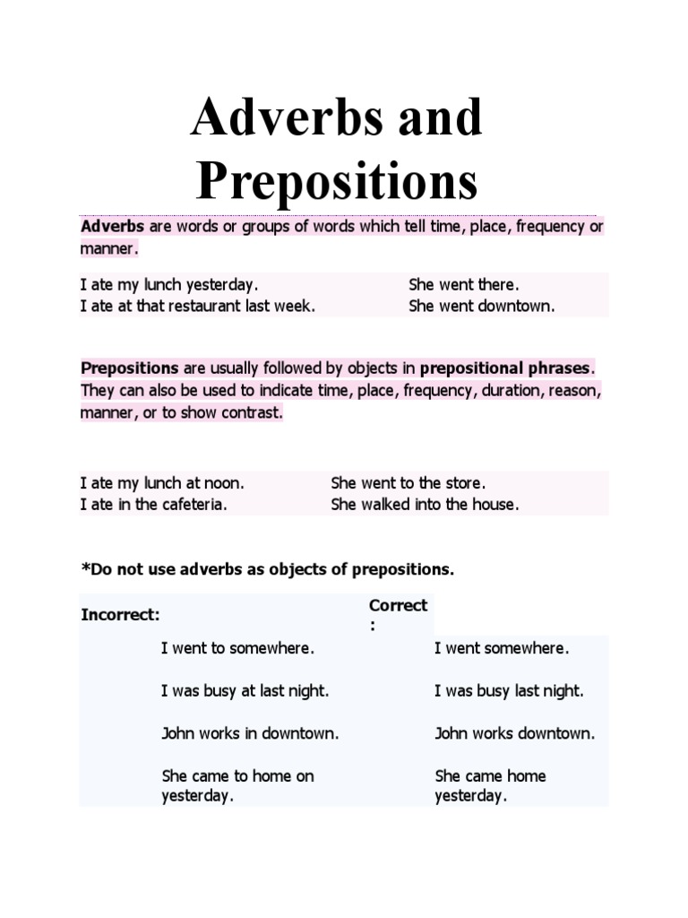 Understanding Adverbs and Prepositions | PDF