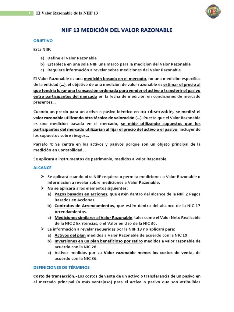Niif 13 Medición Del Valor Razonable | PDF | normas internacionales de ...