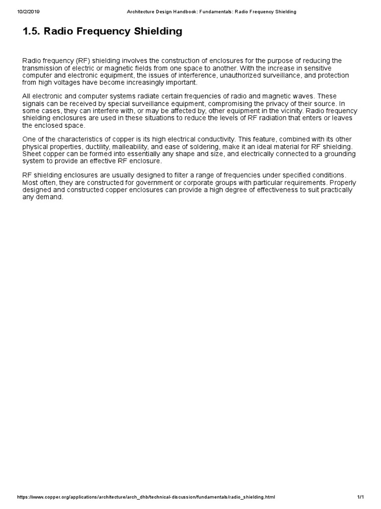 Architecture Design Handbook - Fundamentals - Radio Frequency Shielding ...