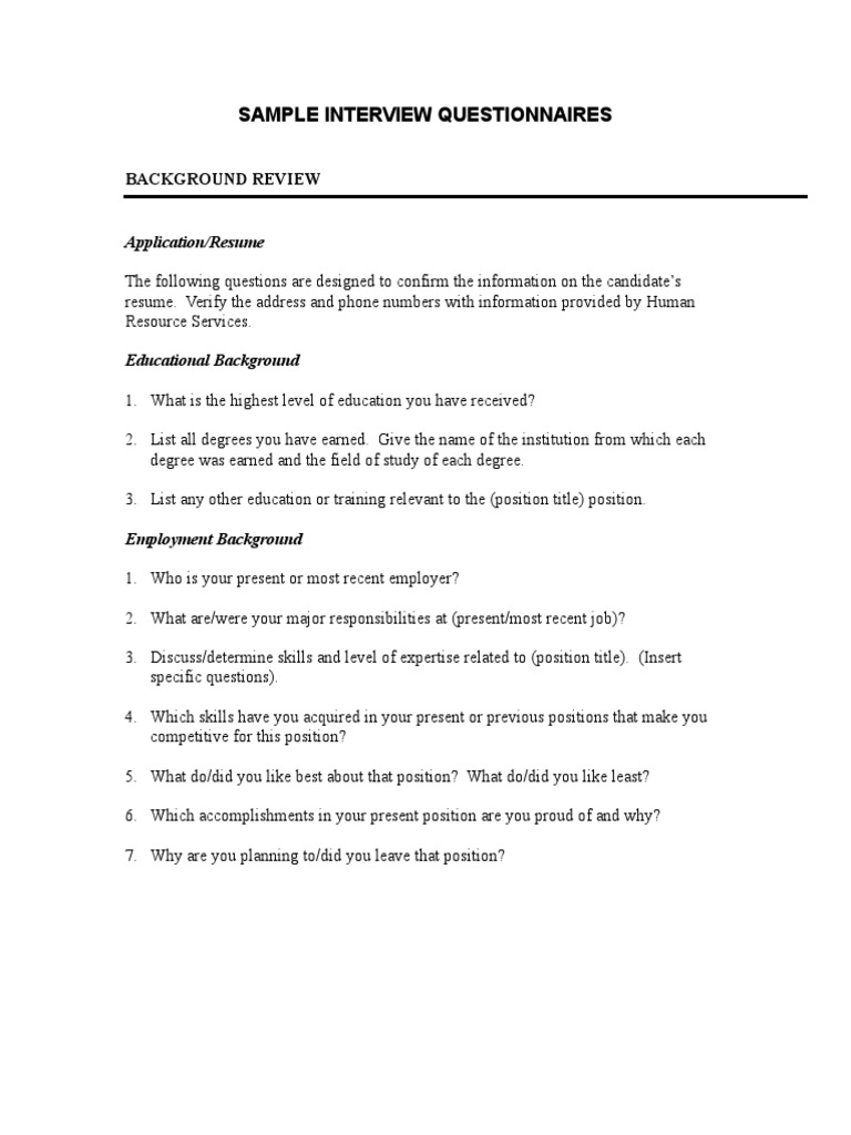 Interview Questionnaire Guide | PDF | Motivation | Motivational