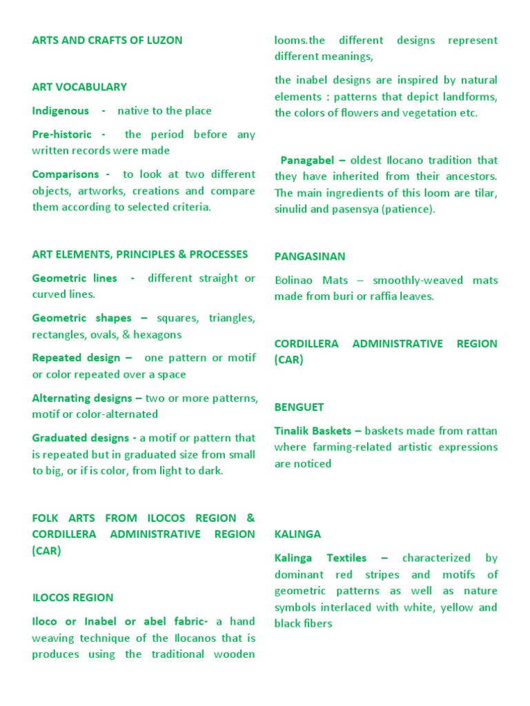 Arts and Crafts of Luzon | PDF | Textiles | Decorative Arts