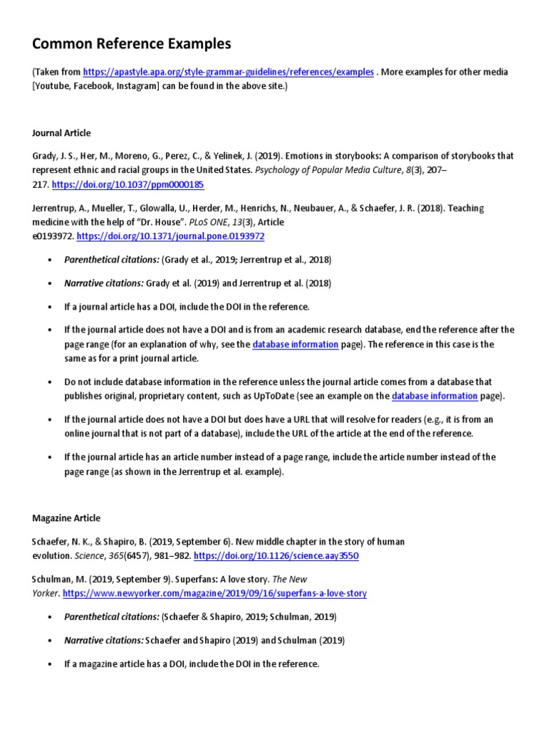 Common Reference Examples APA | PDF | Websites | Web Page