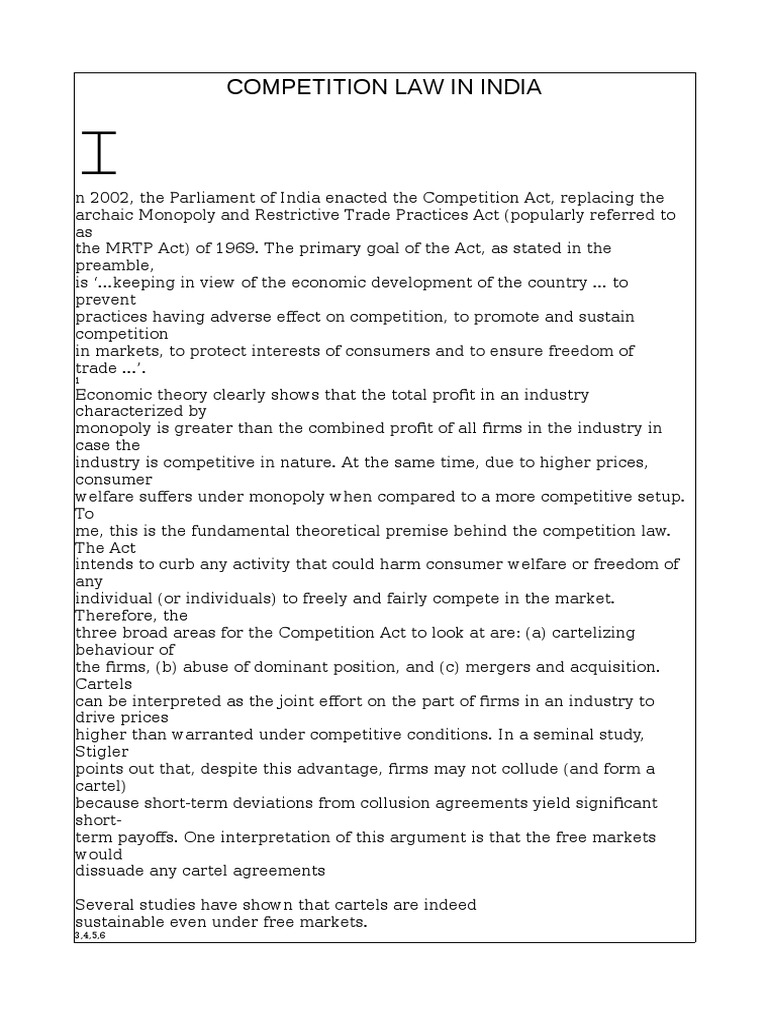 Competition Law Project PDF Competition Law Competition